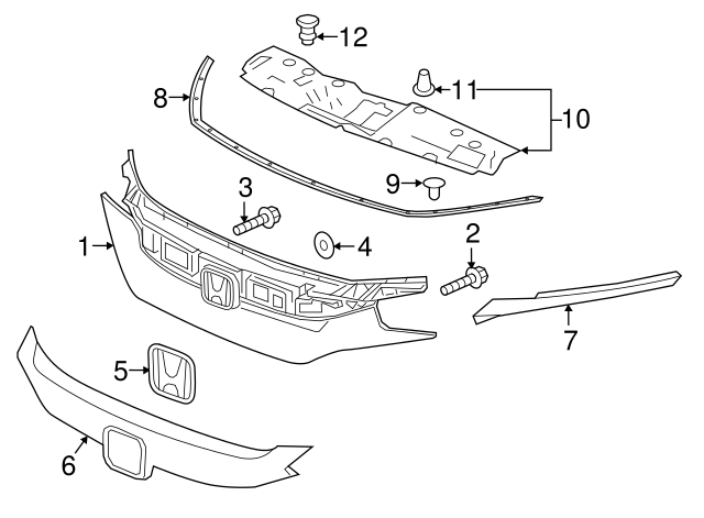 OEM 2016-2019 Honda Civic Grille Molding 71125-TBA-A01 | Honda ...