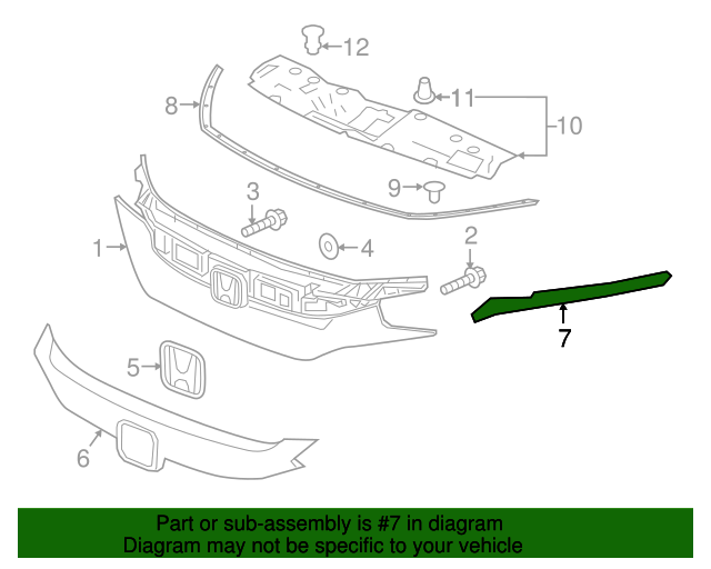 2016-2019 Honda Civic Side Molding 71129-TBA-A01 | OEM Parts Online
