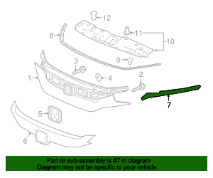 Genuine OEM Honda Extension Assembly, R Front Grille Part# 71124-TBA ...