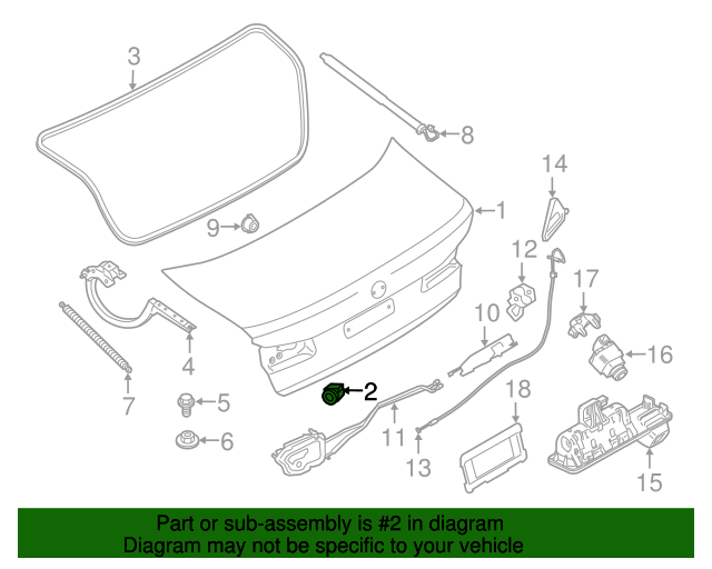 51147458725 - 2017-2023 BMW Trunk Lid Bumper (51-14-7-458-725) | BMW of ...