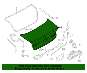 41007454262 - 2020 BMW Trunk Lid (41-00-7-454-262) | BMW of South ...