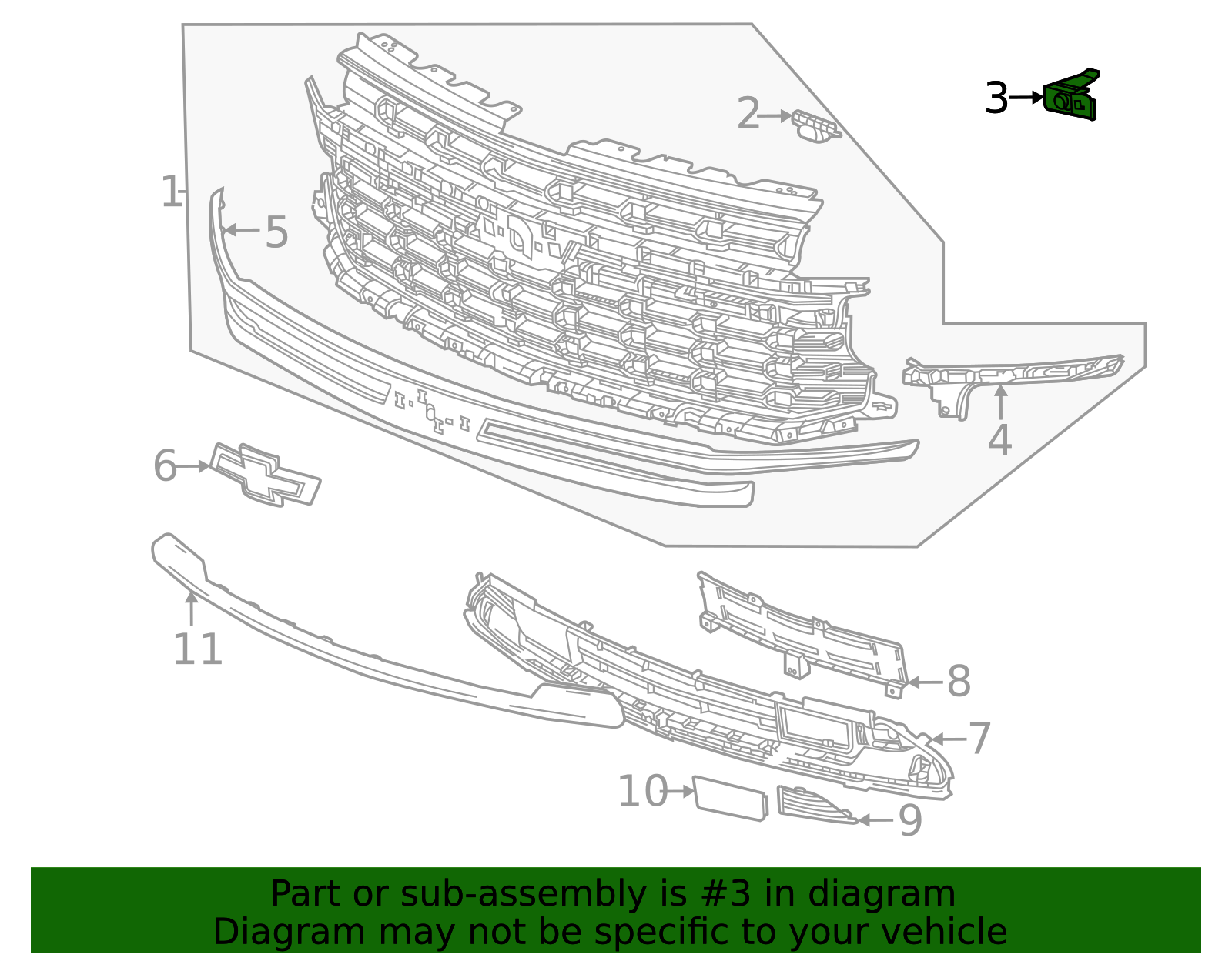 2021-2024 Chevrolet Front Grille Support Bracket 84634396 GM ...