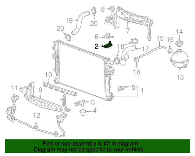 2016-2024 Chevrolet Malibu Radiator Mount Bracket 23336339 GM ...