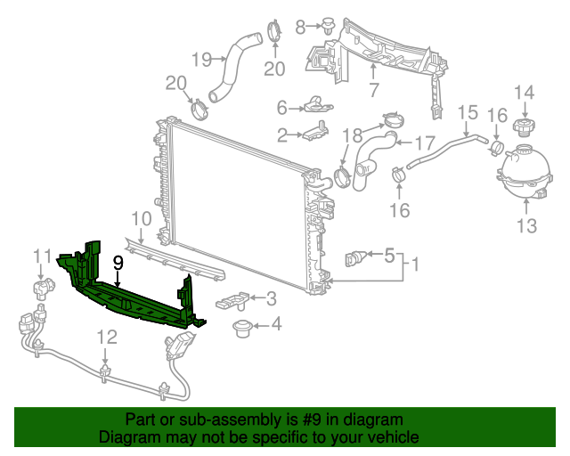 2019-2024 Chevrolet Malibu Radiator Support Baffle 84075630 GM ...