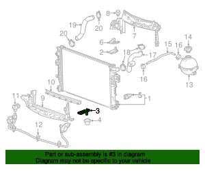 2016-2025 Chevrolet Malibu Radiator Mount Bracket 23336339 GM ...