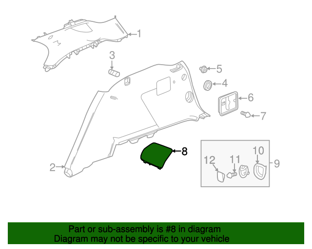 2018-2021 GMC Terrain Very Light Platinum Quarter Stowage Pocket Door ...