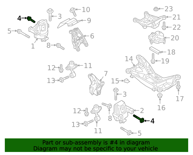 N91275001 - 2012-2023 Audi Left Or Right Upper Engine Mount Bolt - OEM ...