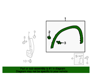 75086-0E010 - Wheel Opening Molding - 2014-2019 Toyota Highlander ...
