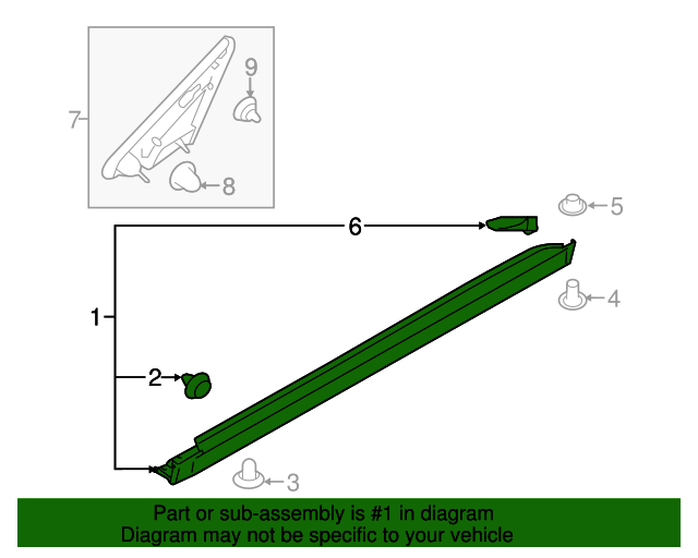 91112AL56A - Rocker Molding - 2015-2019 Subaru Outback | Select Subaru ...