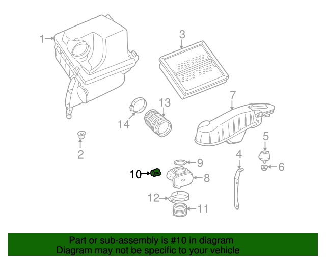 001-546-00-43 - Mass Air Flow Sensor Bracket 2000-2006 Mercedes-Benz ...