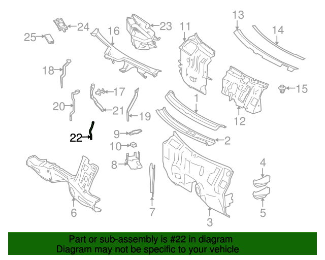 2007-2014 Mercedes-Benz Cowl Water Deflector 221-832-15-90 ...