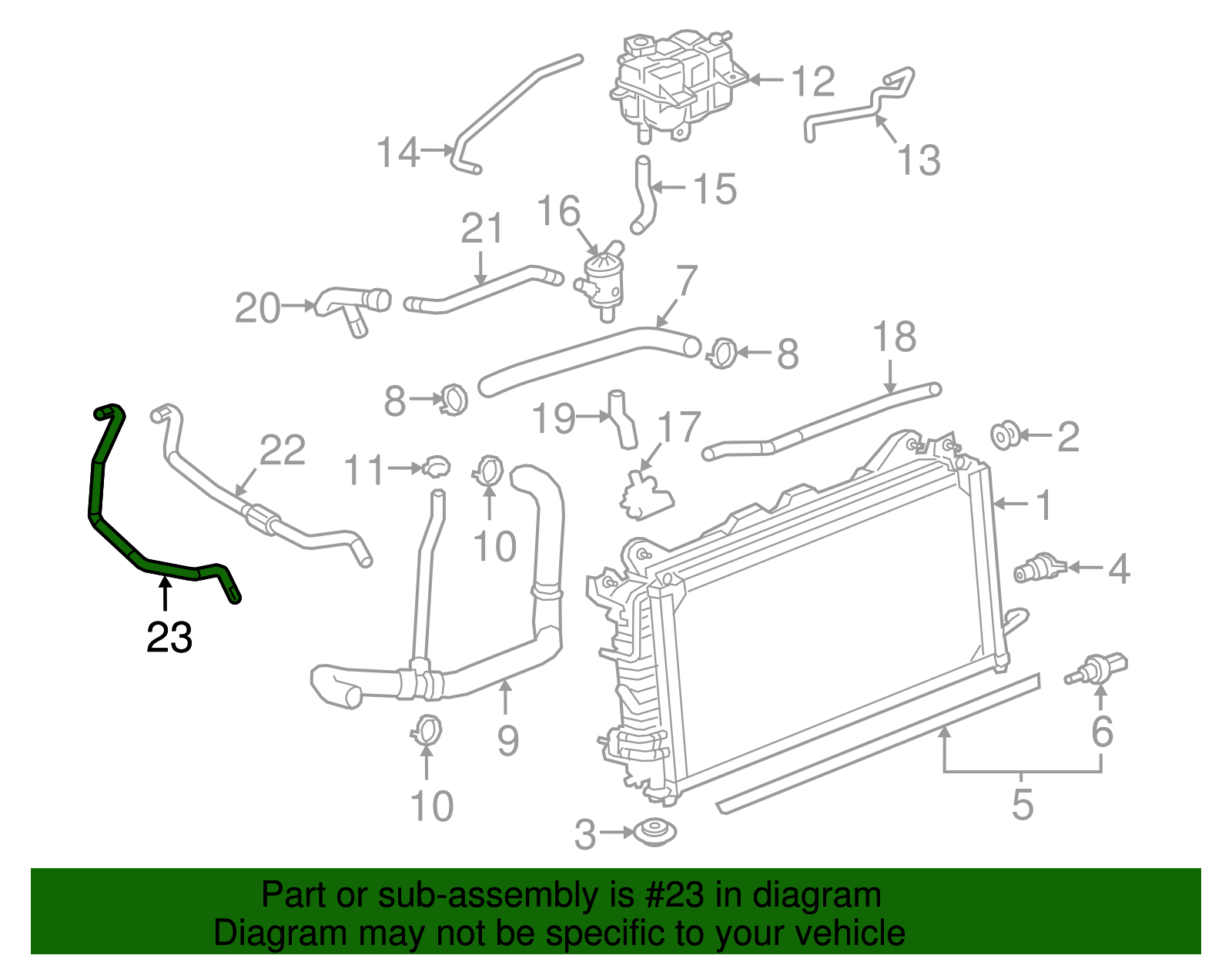 84010623 - Generator Control Module Coolant Outlet Hose 2016-2018 GM ...