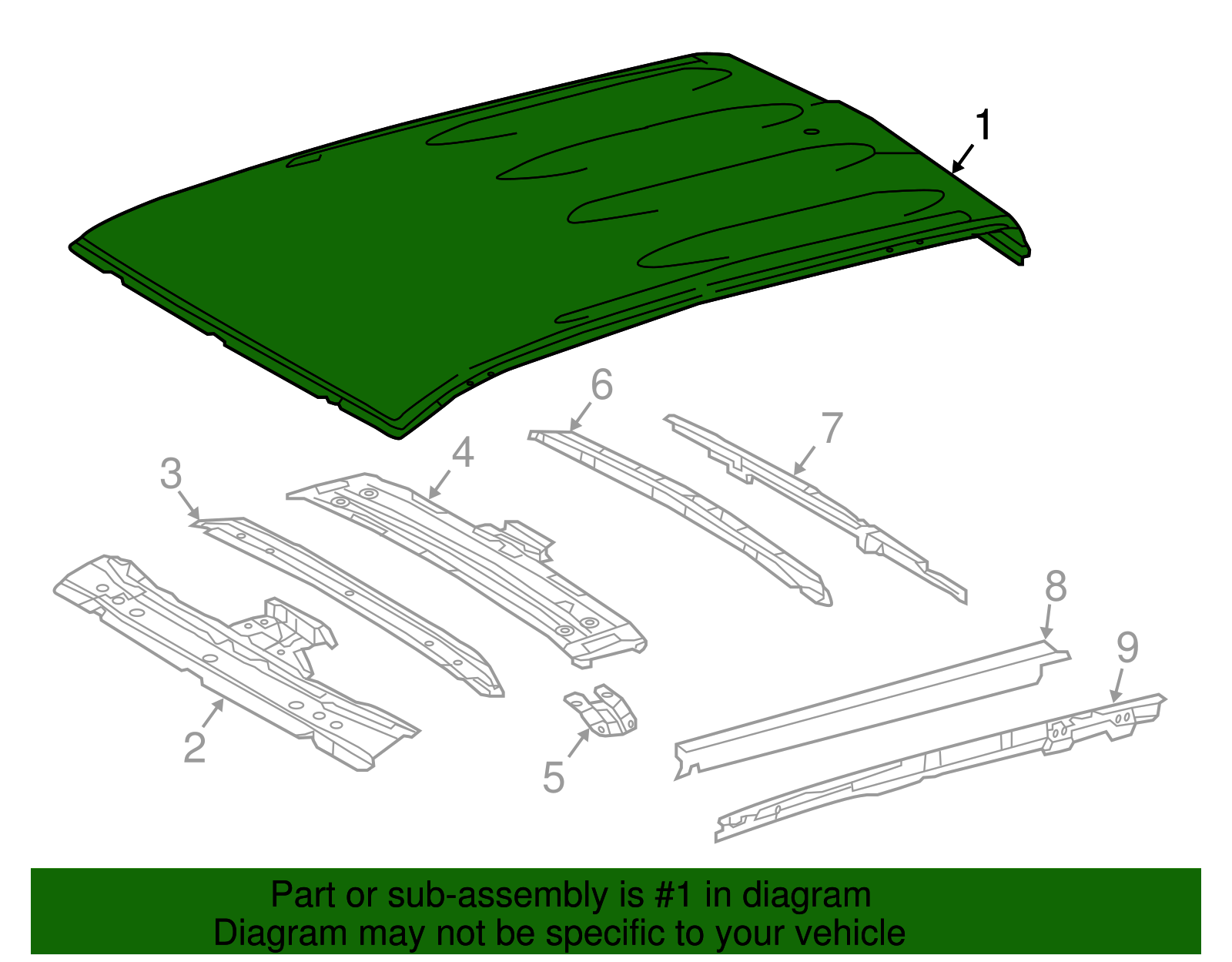 63111-04190 - Roof Panel - 2016-2019 Toyota Tacoma | OEMGenuineParts.com