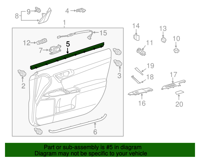 2011-2017 Lexus CT200h Belt Weather-Strip 68172-76010 | OEM Parts Online