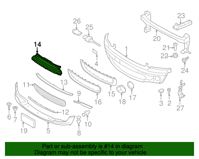 51-11-7-046-364 - Upper Grille - 2011-2015 Mini Cooper | BMWPartsHub