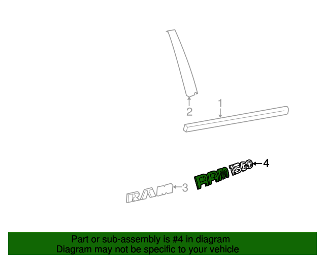 68082444AA - Nameplate - 2011-2012 Ram 1500 | Mopar Parts Canada