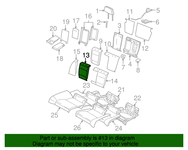 52-20-7-266-124 - Seat Back Cushion Cover 2007-2013 BMW ...