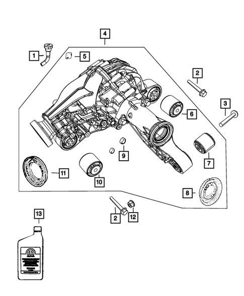 Front Axle; Housing, Differential and Vent for 2014 Jeep Grand Cherokee ...