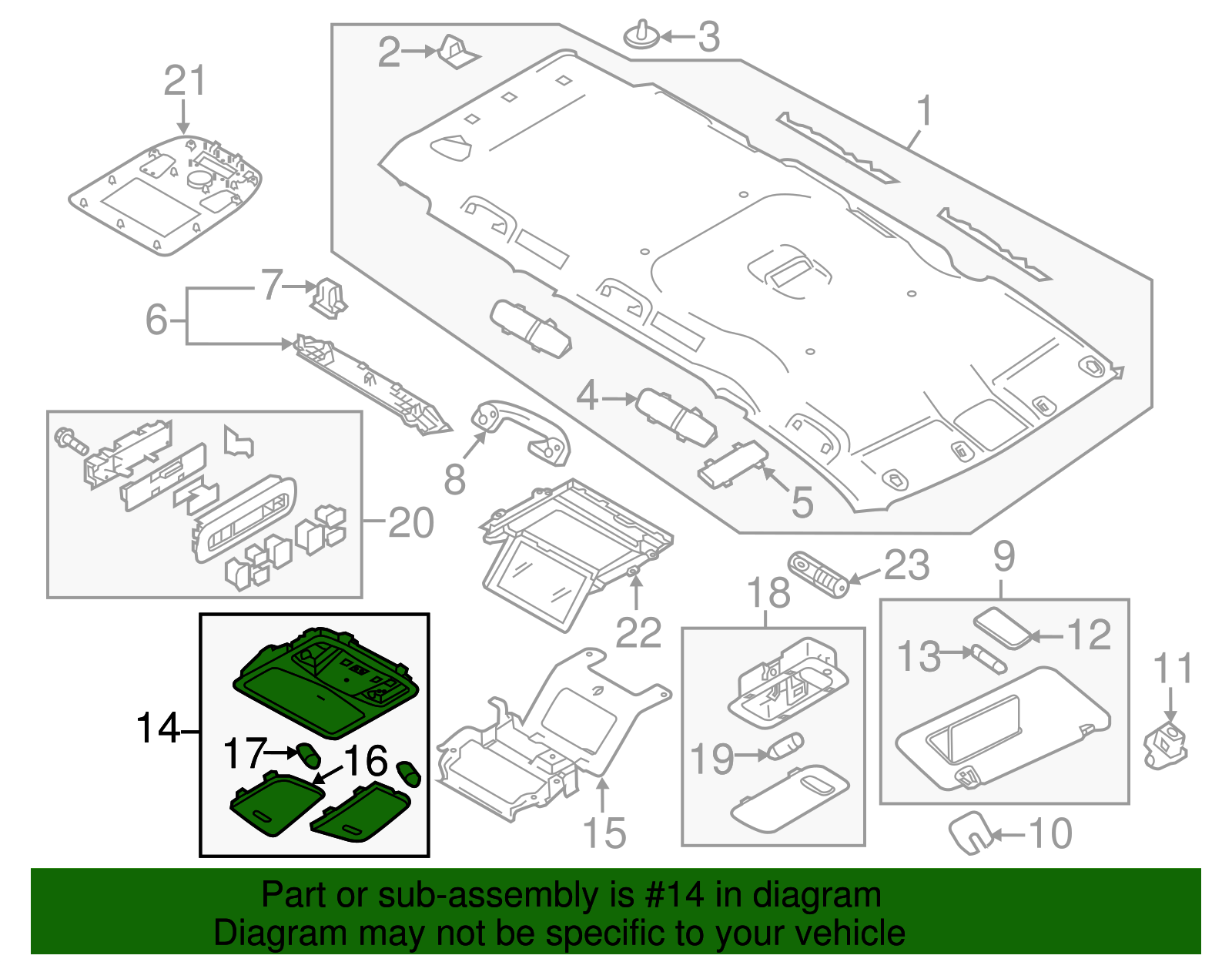 2011-2017 Nissan Quest Map Lamp Assembly 26430-1JA2A | Team Nissan Inc.