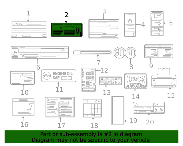 2021-2024 Toyota Sienna Caution Label G9275-45010 | Toyota Parts Center