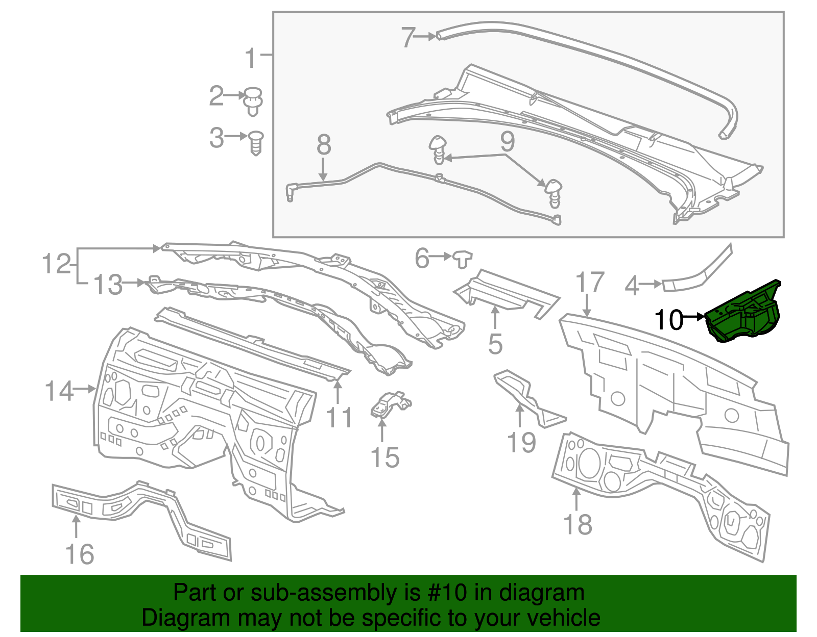2014-2019 Cadillac CTS Passenger Side Plenum Panel 23491714 | Partners ...