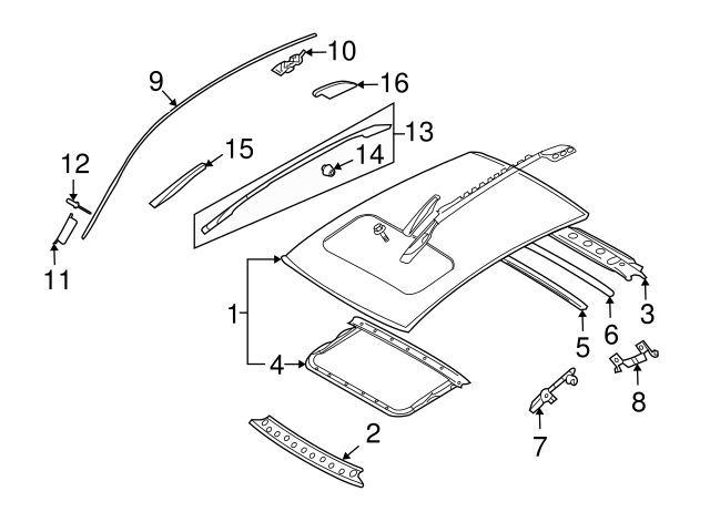 2008-2015 Infiniti Roof Molding 73854-1BA0C | AutoNationParts.com
