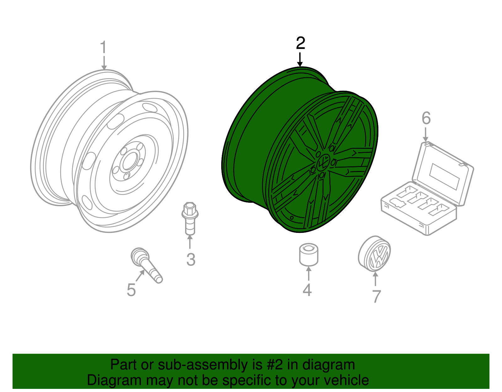 2015-2019 Volkswagen Wheel, Alloy 5G0-601-025-G-88Z | Retail ...
