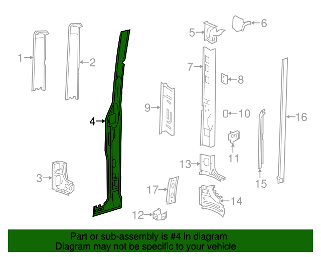 906-630-12-13 - Outer Pillar 2010-2021 Mercedes-Benz | Mercedes-Benz ...