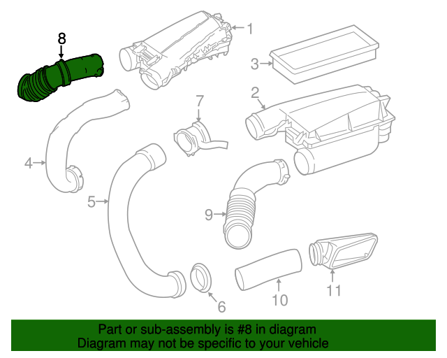 463-501-80-84 - Engine Air Intake Hose 2013-2018 Mercedes-Benz G 63 AMG ...