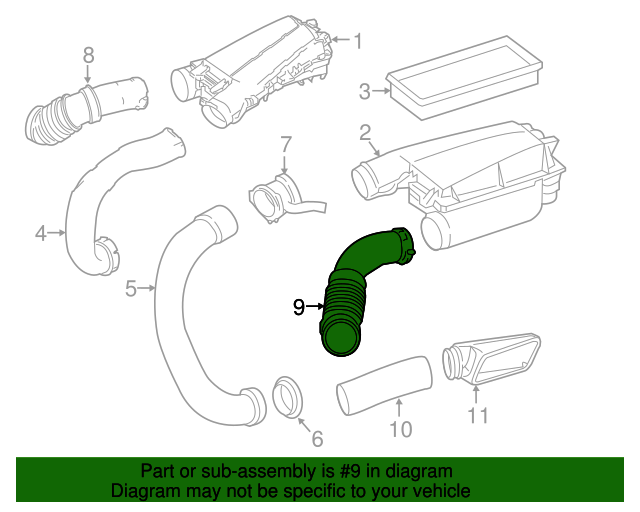 2013-2018 Mercedes-Benz G 63 AMG® Engine Air Intake Hose 463-501-79-84 ...