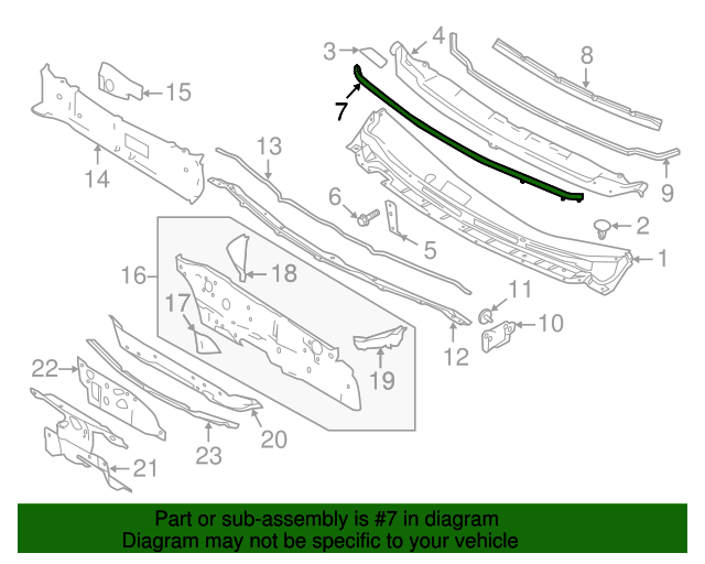 2014-2019 Nissan Versa Note Seal To Cowl 66830-3WC0A | OEM Parts Online