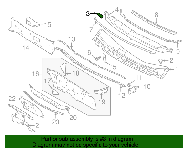 2014-2019 Nissan Versa Note Cowl Grille Cap 66820-3VY0A | Nissan Parts Plus
