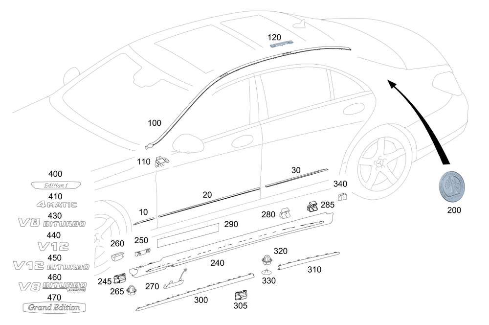 222-690-87-01 - Trim Strip 2011-2021 Mercedes-Benz | MB Parts Source