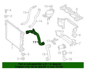 212-501-68-84 - Radiator Coolant Hose 2015-2017 Mercedes-Benz ...