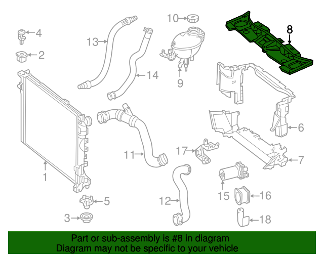 218-500-09-55 - Radiator Support Access Cover 2015-2017 Mercedes-Benz ...