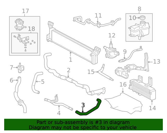 G922A-0E030 - Drive Motor Inverter Radiator Hose 2014-2016 Toyota ...