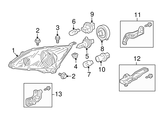 2007-2011 Honda CR-V Headlight Unit, L 33151-SWA-A01 | Honda Parts Hub