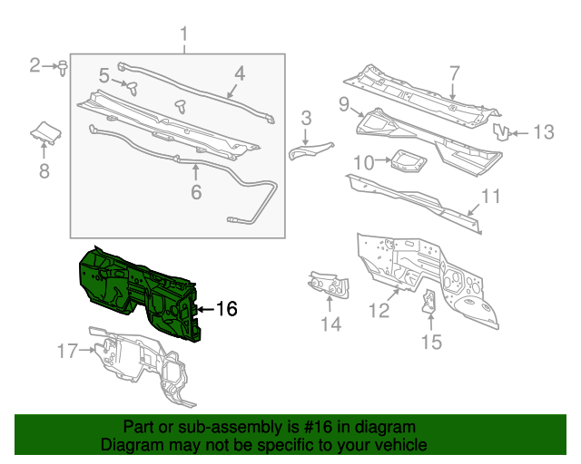 2015-2019 GM Dash Panel Inner Insulator 23326914 GM | GMPartsDirect.com