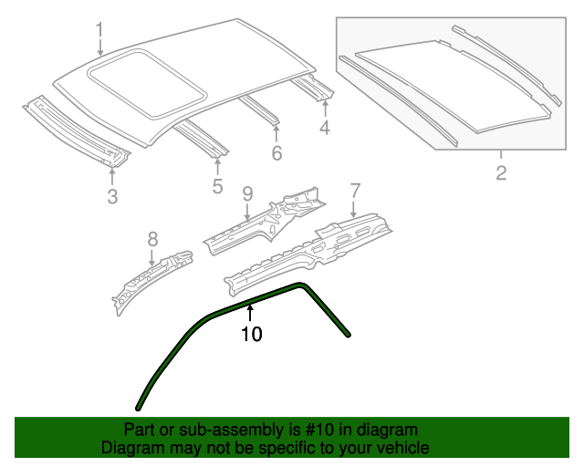 164-690-45-98 - Roof Drip Molding 2006-2011 Mercedes-Benz ...