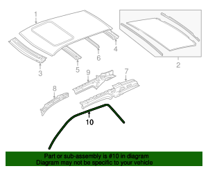 164-690-45-98 - Roof Drip Molding 2006-2011 Mercedes-Benz ...