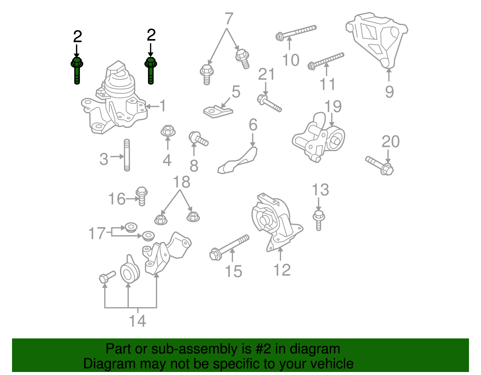 9YA4-2A-201 - Front Mount Bolt 2010-2015 Mazda CX-9 | Florida Mazda Parts