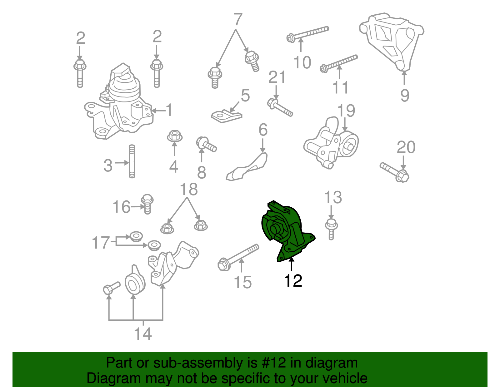 2007-2015 Mazda CX-9 Trans Mount TD11-39-070C | OEM Parts Online