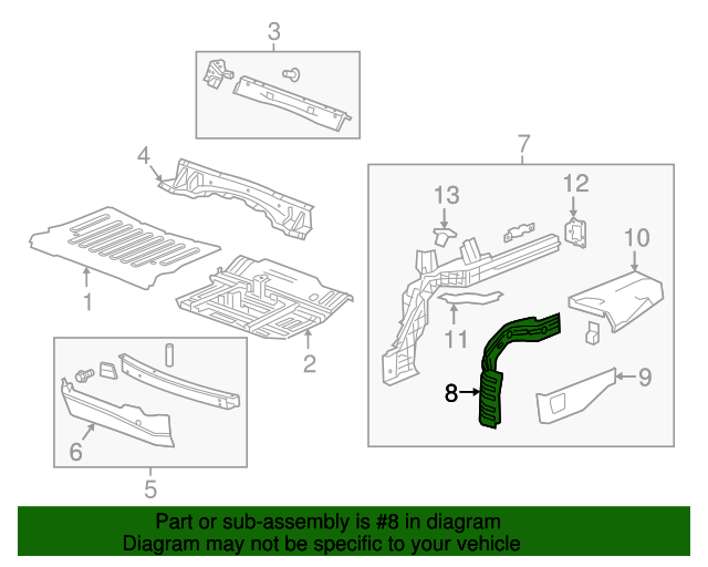 2016-2020 Cadillac CT6 Passenger Side Rear Underbody Rail Assembly with ...
