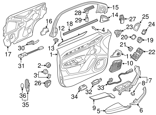 2015-2018 Audi Door Window Switch 4G0-959-855-5PR | OEM Parts Online