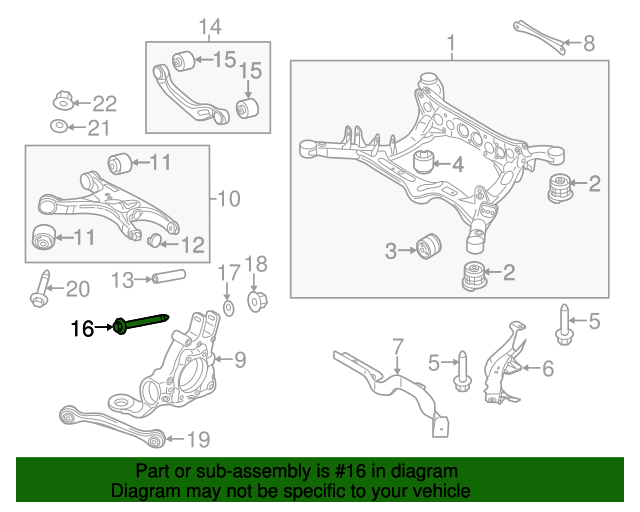 2008-2018 Audi Upper Control Arm Adjust Bolt WHT-000-228-A | Genuine ...