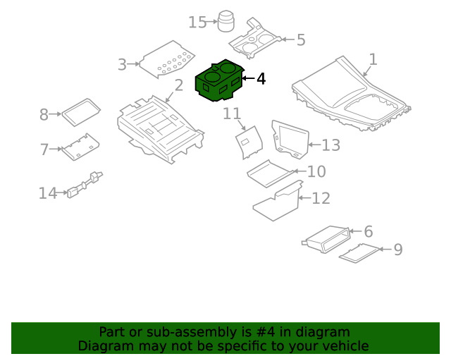 51-16-6-827-173 - Thermoelectric cup holder center console 2019-2024 ...