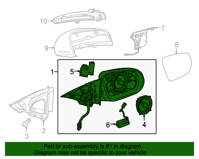 2016 Mercedes-Benz Mirror Assembly - Left 205-810-11-00 | MB OEM Parts