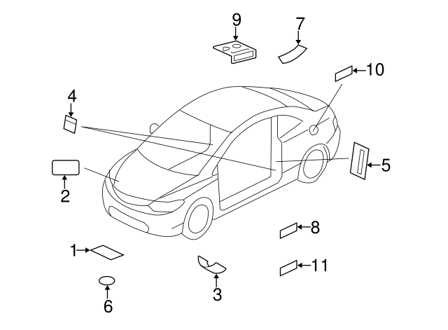 80050-SNC-A00 - A/C System Information Label 2006-2011 Honda Civic ...