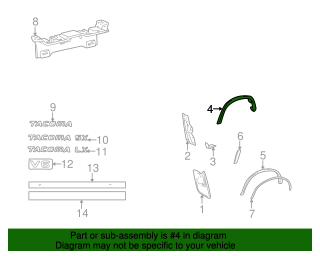 75088-35010 - Wheel Opening Molding - 1995-2000 Toyota Tacoma | OEM ...