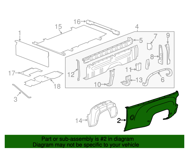 2014-2019 GM Driver Side Pickup Box Outer Side Panel 20993963 ...
